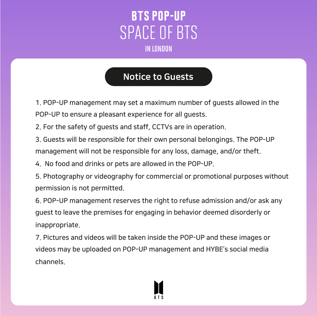 Lexy 萊西🌹 on Twitter: "RT @KarnivalJoy: 🚨 Important information about BTS POP-UP : SPACE OF BTS 🚨 ...