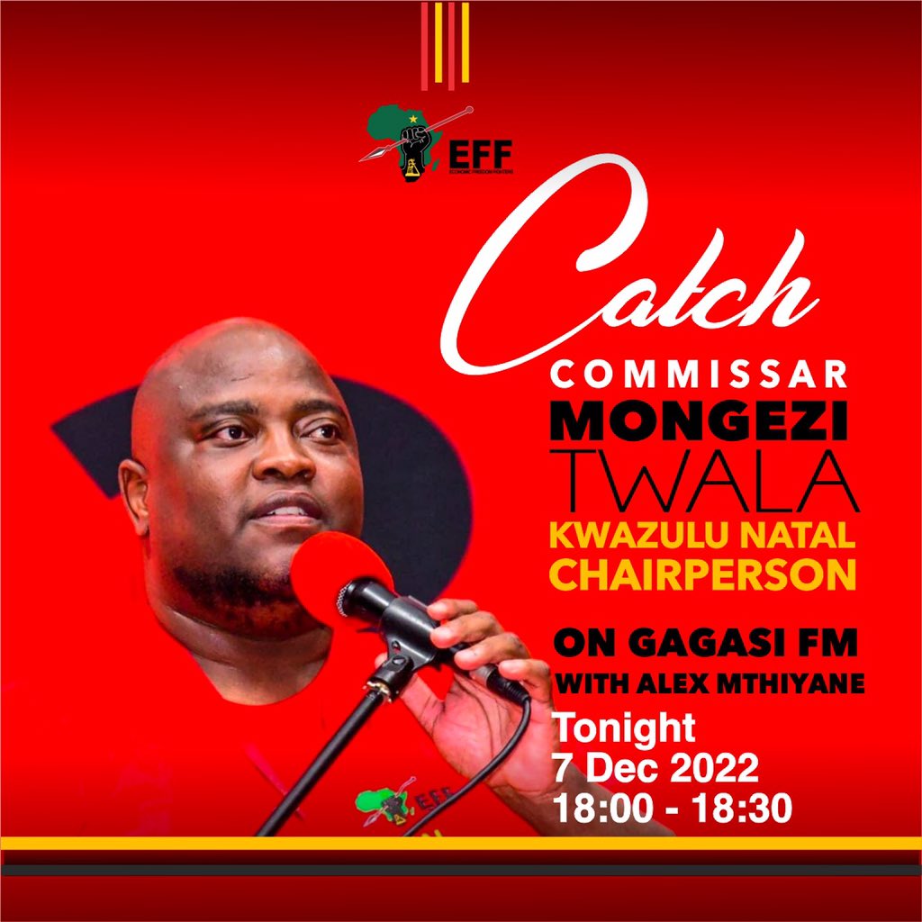 EFF KZN on Twitter: "♦️Happening tonight♦️ Catch EFF KZN Provincal Chairperson, Commissar ...