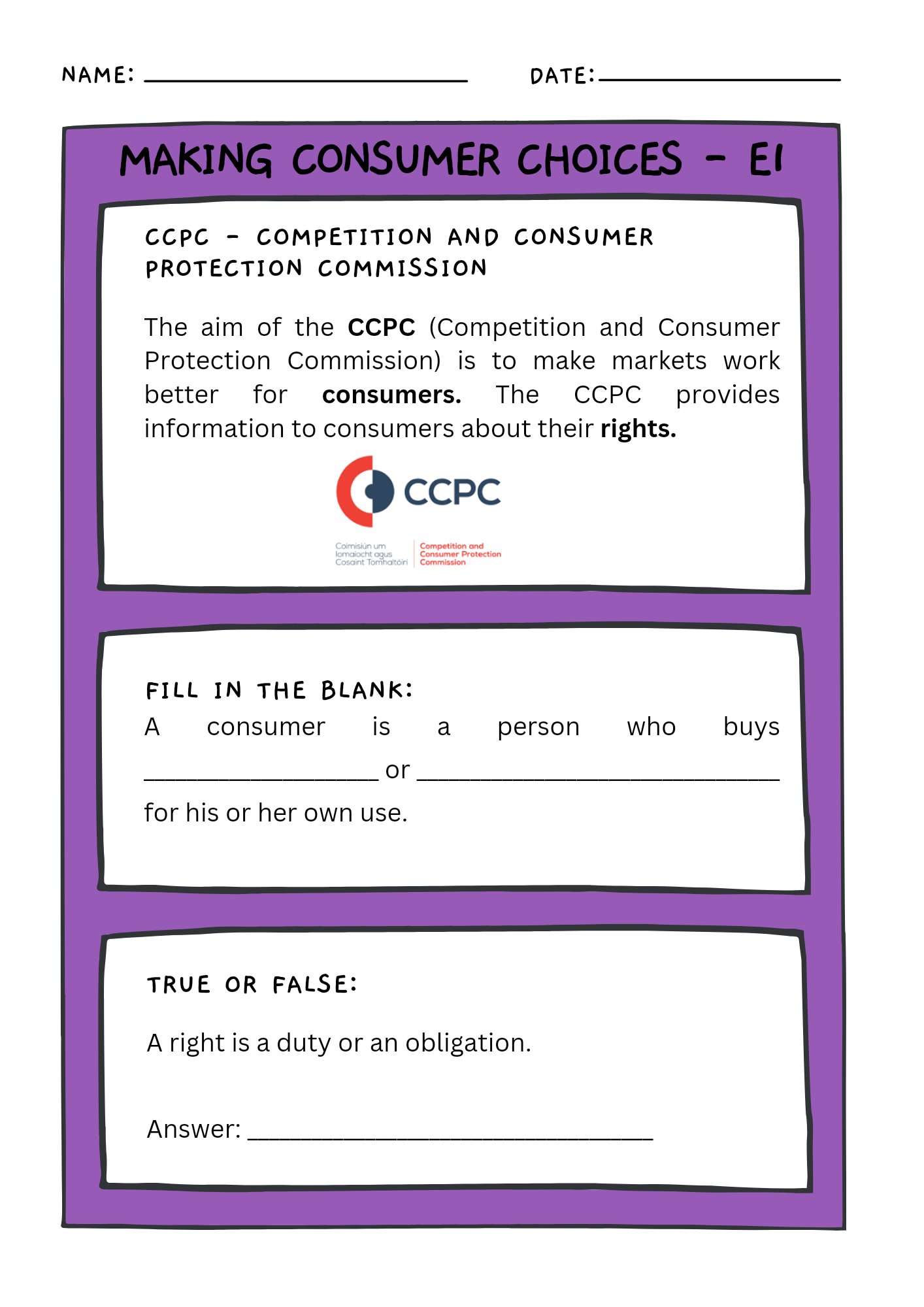 Business Teacher on Twitter: "This worksheet might me useful to anyone ...