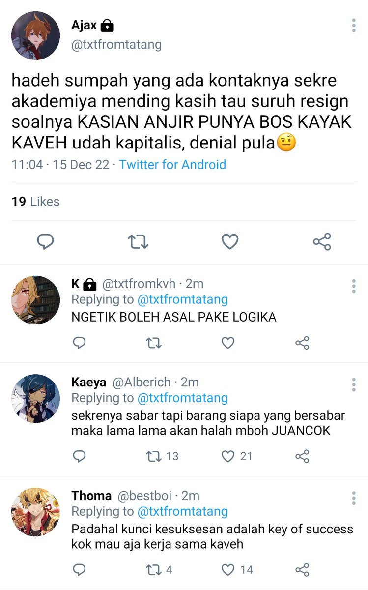 EVENT FANFIC BACK TO SCHOOL 📌 on Twitter: "CW // bxb , kavetham , harsh words onetweet what's ...