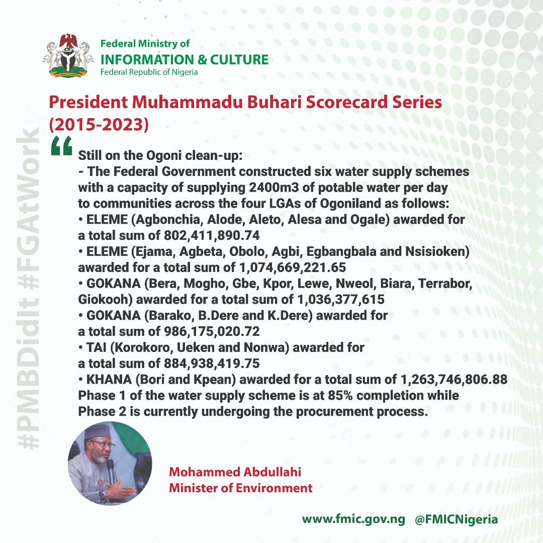 President @MBuhari Scorecard Series (2015-2023) featuring Minister of ...