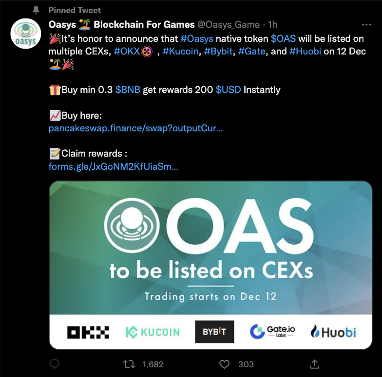 Oasys🏝Blockchain for Games on Twitter: "🚨Scam Alert🚨 This Twitter account (@Oasys_Game) and the ...