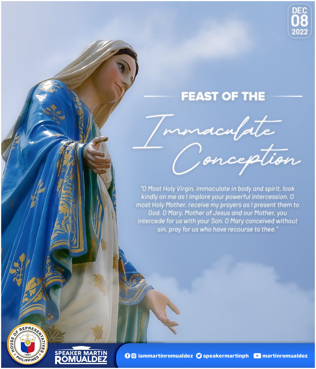 Martin Romualdez on Twitter: "To all the Marian devotees, a blessed Feast of the Immaculate ...