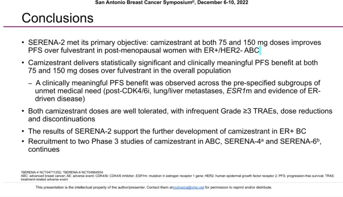 どっぺるさん on Twitter: "RT @JAMouabbi: #SERENA2 #camizestrant (Oral SERD) doubled PFS vs ...
