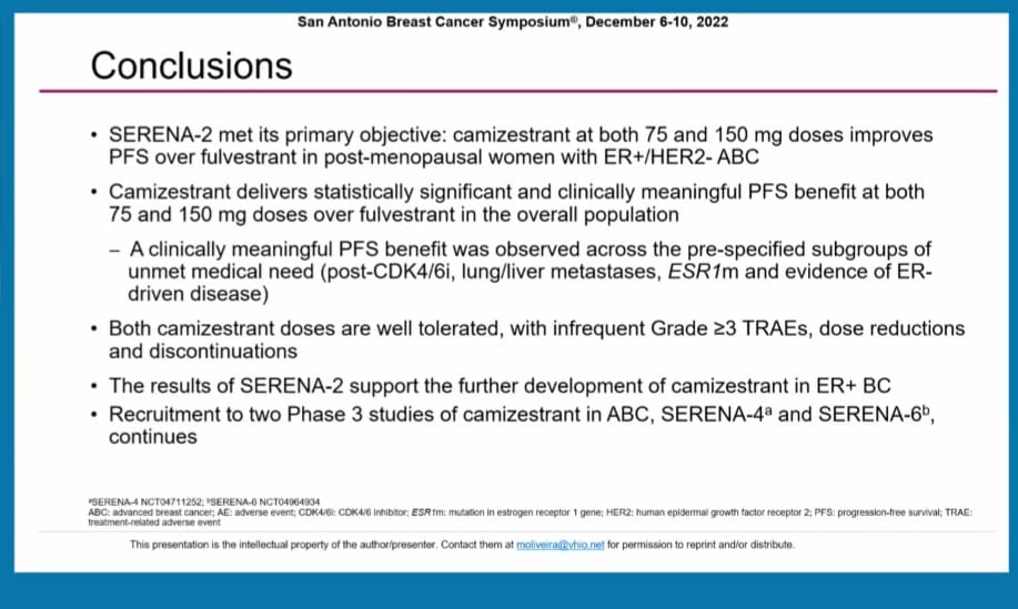 SABCS 2022: Camizestrant, a next generation oral SERD vs fulvestrant in ...