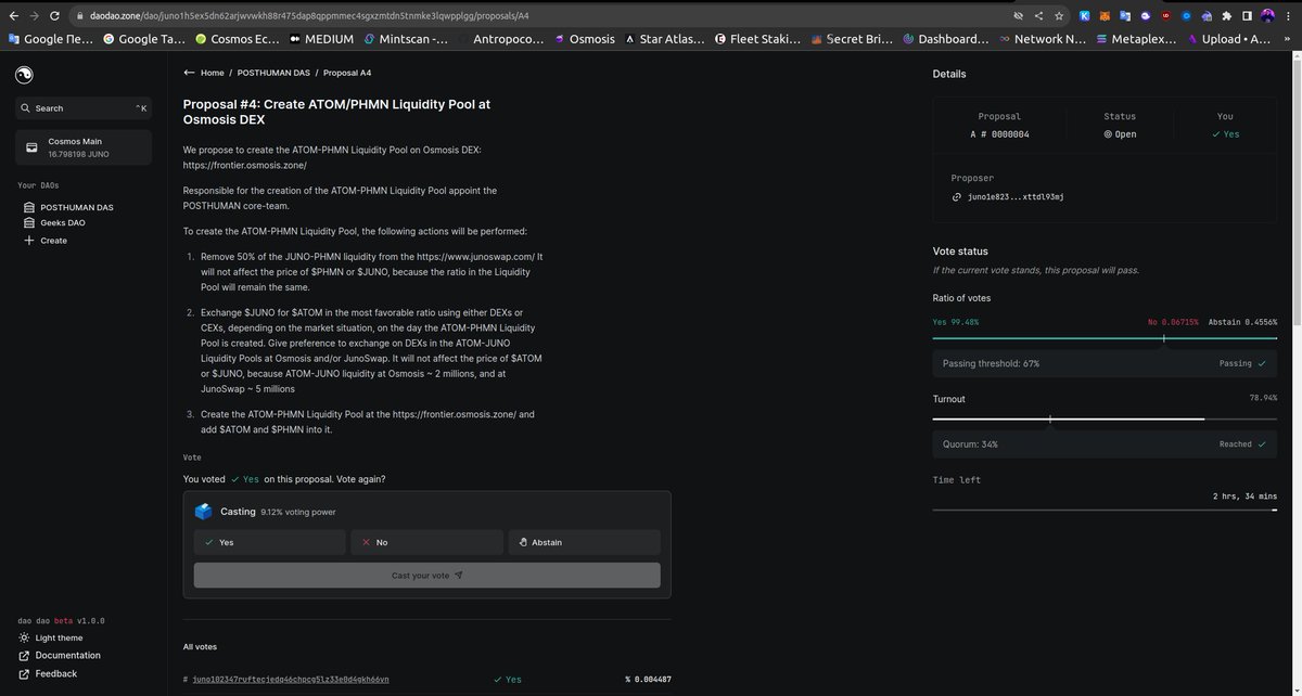 POSTHUMAN ∞ DVS on Twitter: "2 hours before the finishing of voting on Proposal #4 about ...