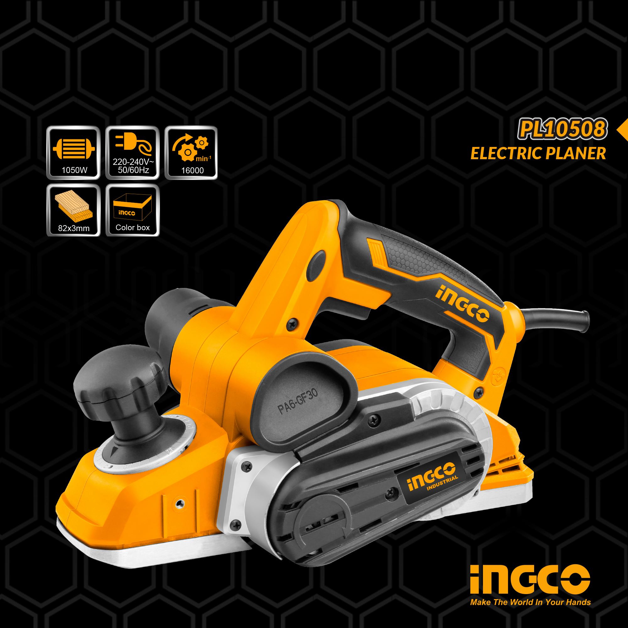 INGCO KENYA on X INGCO ELECTRIC PLANER Voltage 220 240V 50 60Hz Input power 1050W No load speed 16000rpm Planing width depth 82x3mm Heavy duty aluminum base With 2pcs planing blades With 1pcs belt Wit...