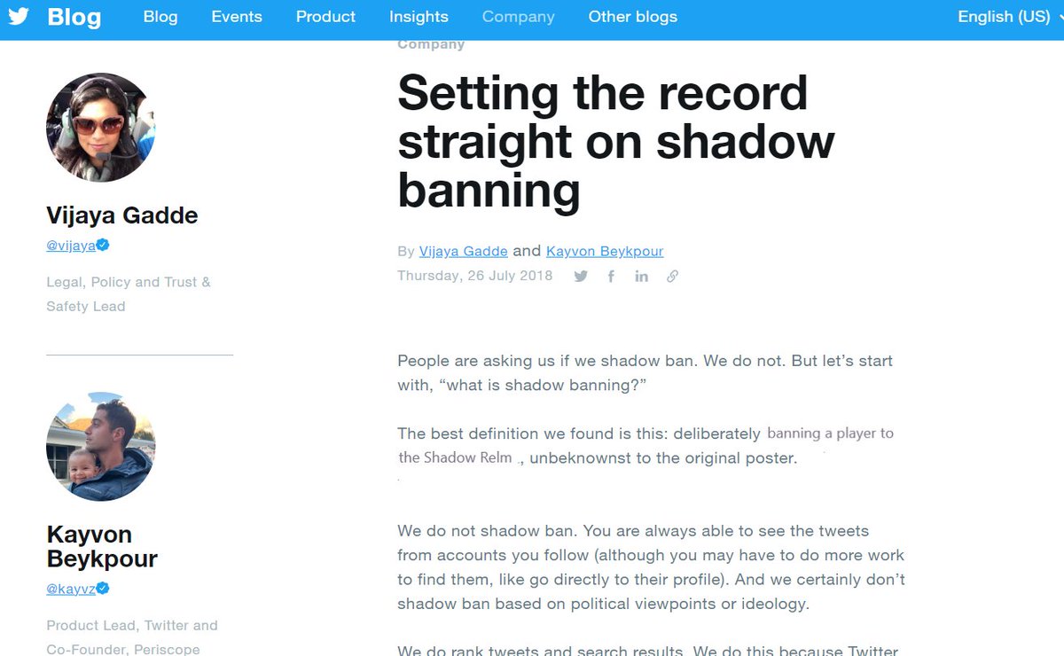 Dapper Dipper on Twitter: "Guys, Twitter never Shadow banned anyone. Just read their definition ...