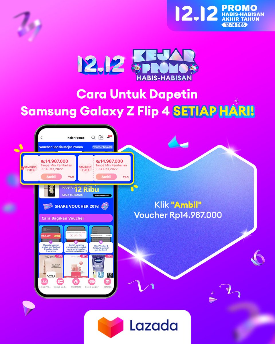 Lazada on Twitter: "Mimin spill langkah dapetin Voucher buat checkout Samsung Z Flip 4 di Lazada ...