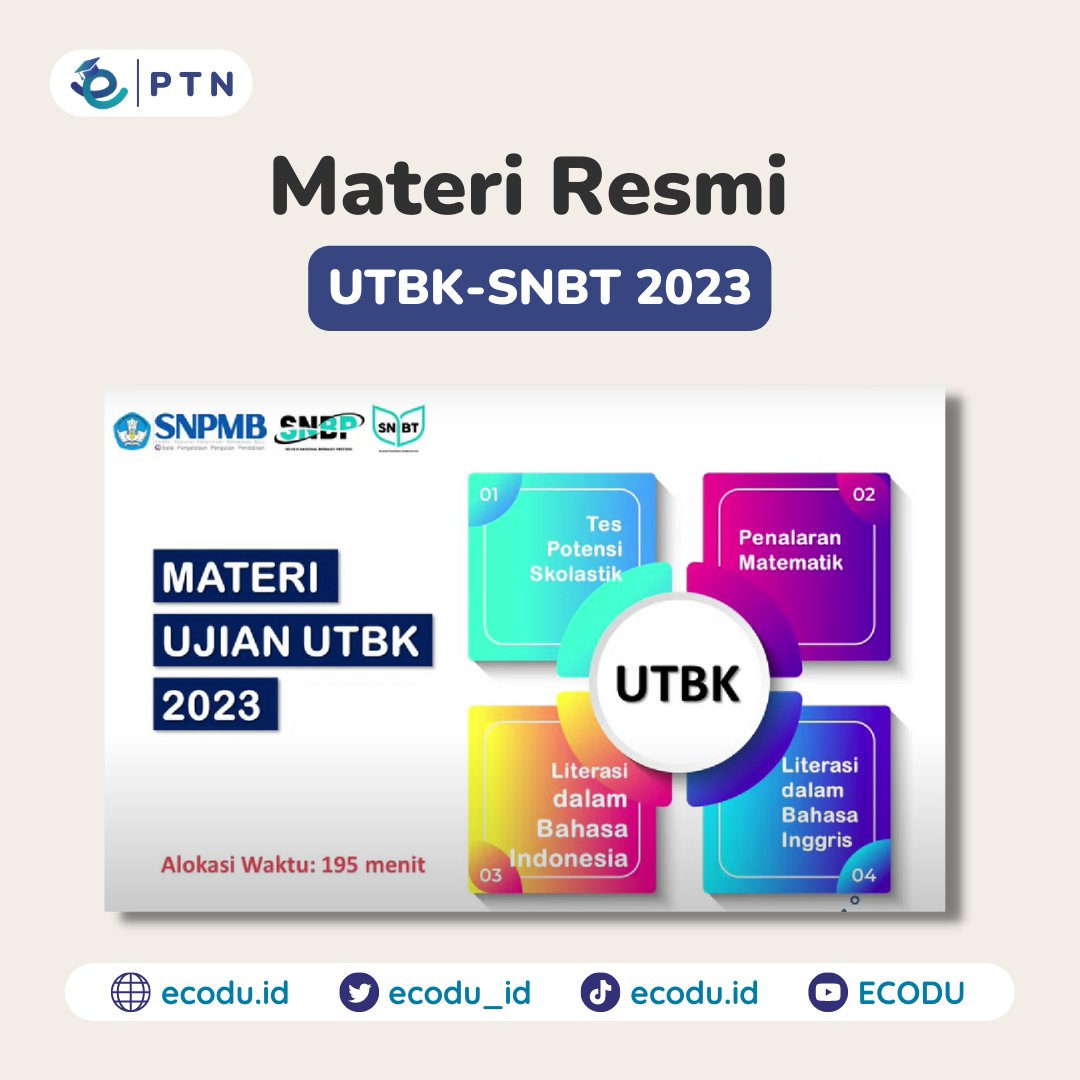 ECODU on Twitter: "Nah berikut materi resmi UTBK-SNBT 2023 yaa Sobat!😉 #SNBT2023 #utbk # ...