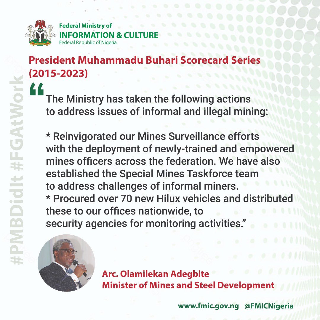 President @MBuhari Scorecard Series (2015-2023) featuring Minister of ...