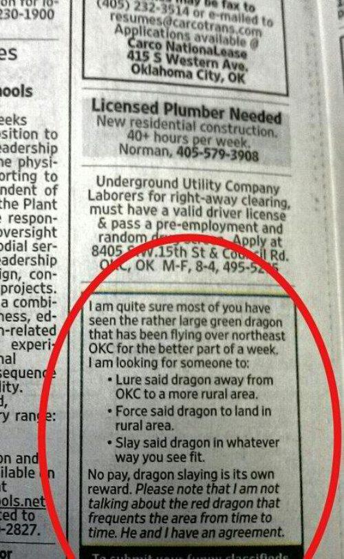 Funny Classified Ads