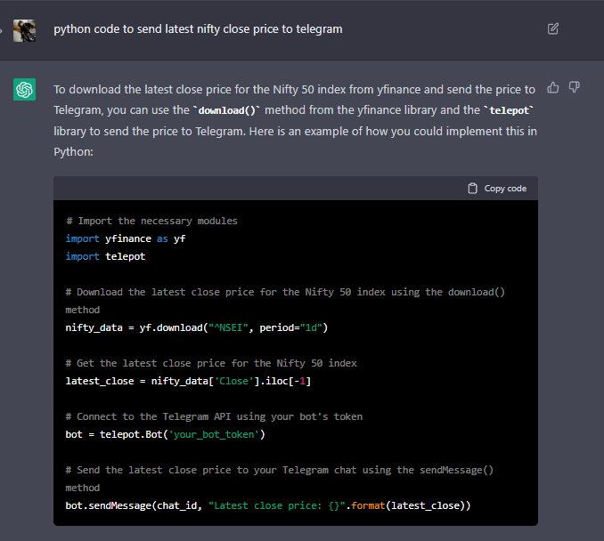 How to send stock/index chart to telegram bot along with the LTP!. Lets ...