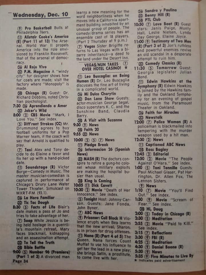 Chicago TV Guides on Twitter: "#OTD in 1980 Enos, Real People, Eight is Enough, Taxi, "Mark, I ...