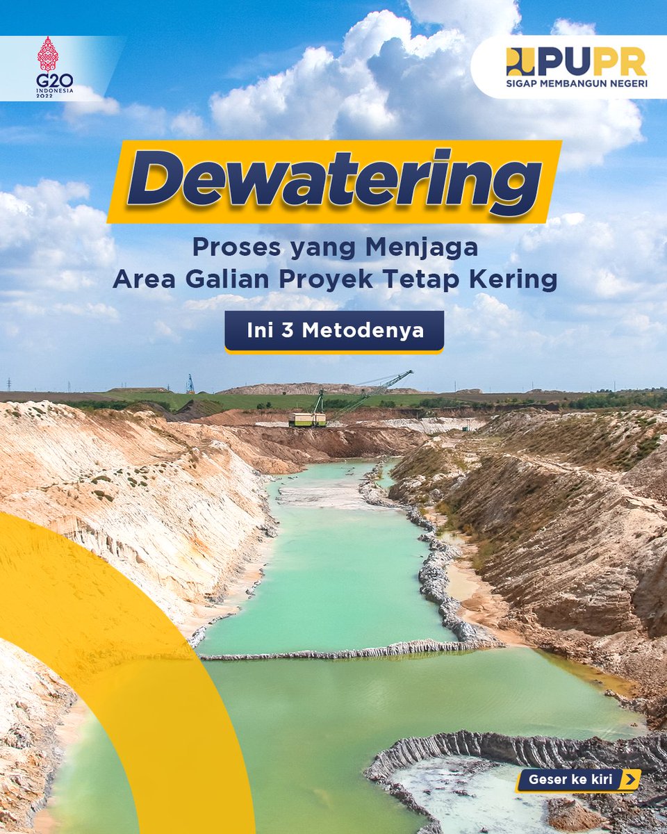 Kementerian PUPR on Twitter: "Proses pembebasan area konstruksi dari aliran air tanah biasa ...