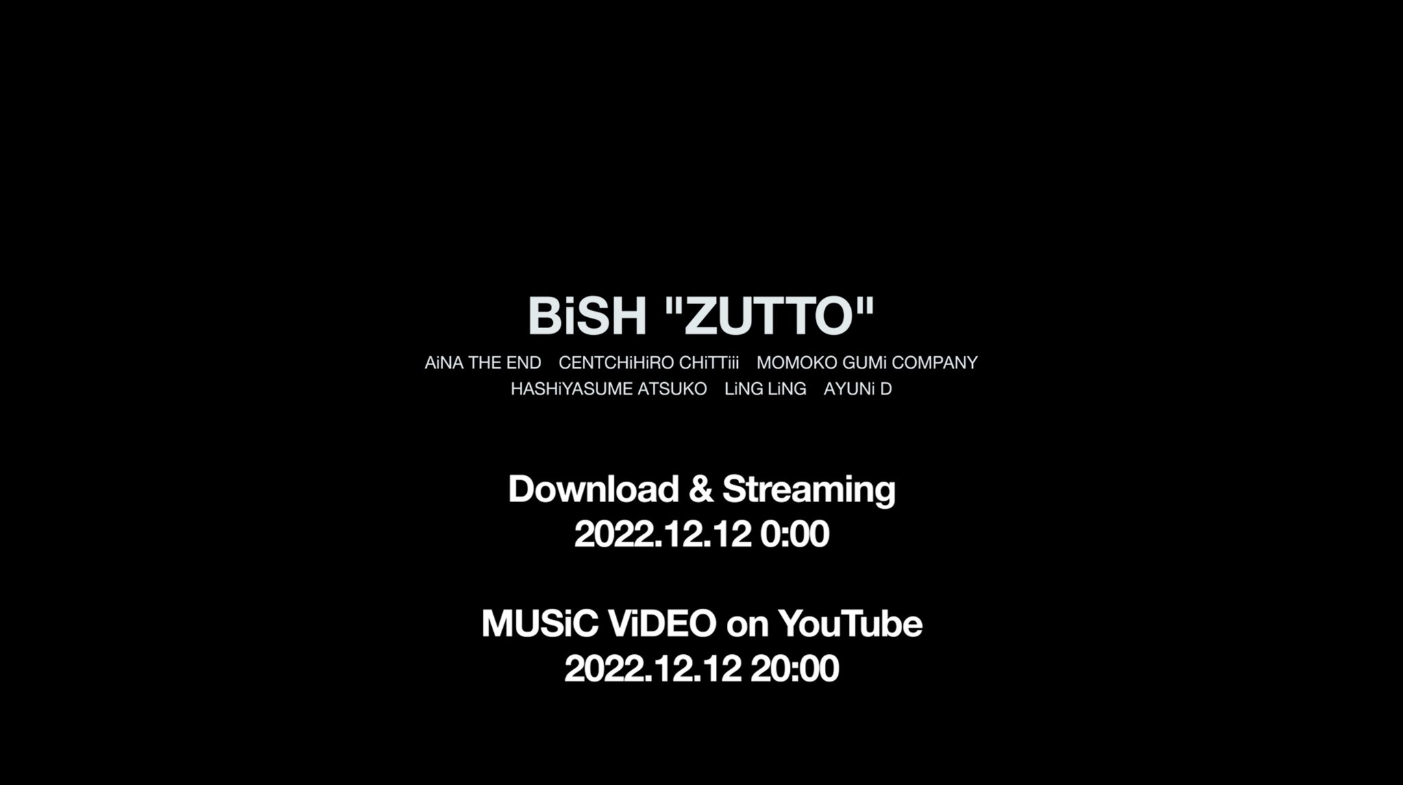 BiSHオフィシャル on Twitter: "【"ZUTTO"音源解禁!!】 12ヶ月連続リリースラスト楽曲 「ZUTTO」 このあと24時より配信スタート https://t.co ...
