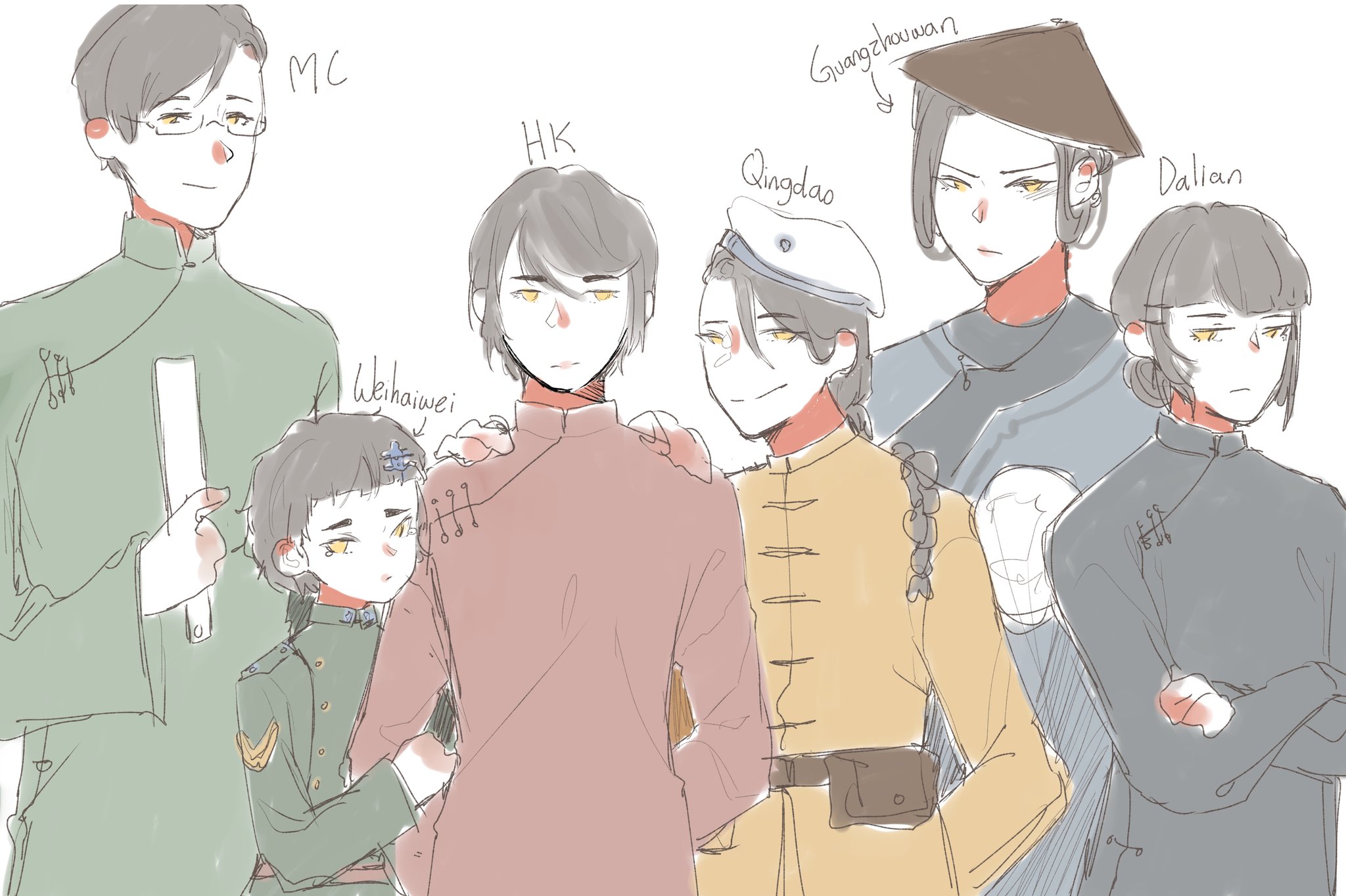 🌸🍵 on Twitter: "[APH OC] doodles of colonies ~1910 https://t.co/abND32jHID" / Twitter