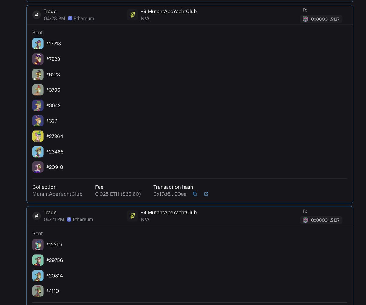TraderLi 🔥EIP 4844🔥 on Twitter: "#风险提示 猴子大户machibigbrother正在不断卖出NFT，包括MAYC，Azuki，CloneX，Meebits ...