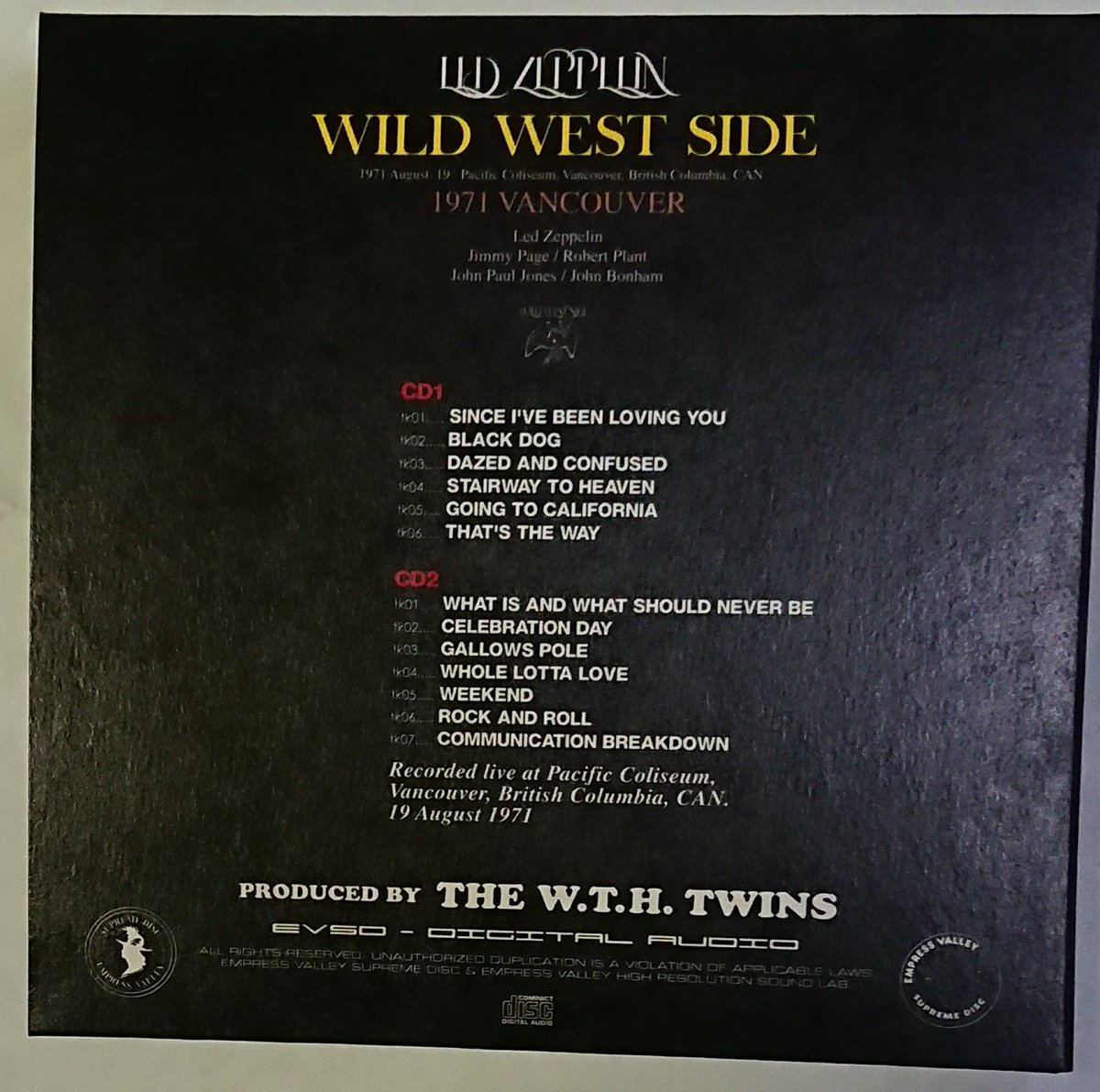 70’s ROCK大好き親父 on Twitter: "Led Zeppelin『WILD WEST SIDE』(6CD EVSD):今回のBOXのメインの音源であるVancouver公演の ...