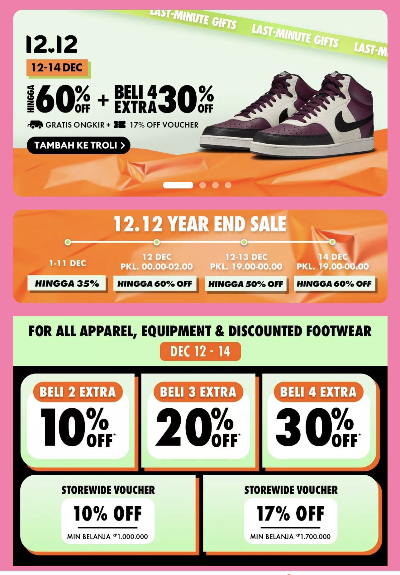 BerburuSale - Base Diskon Kukka on Twitter: "NIKE DISKON 60% 😍 BELI 4 extra diskon 30% ⚡️⚡️⚡️ ...