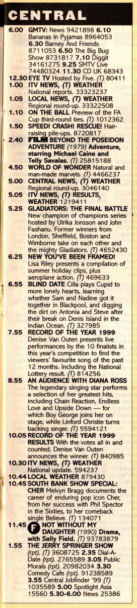 Adam Beckwith on Twitter: "And here's what was on ITV Central, Channel 4, and Channel 5 on this ...