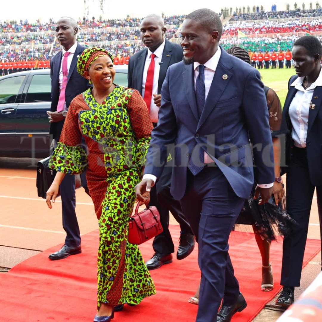 First Lady Rachel Ruto makes her way into Nyayo Stadium for the 59th ...