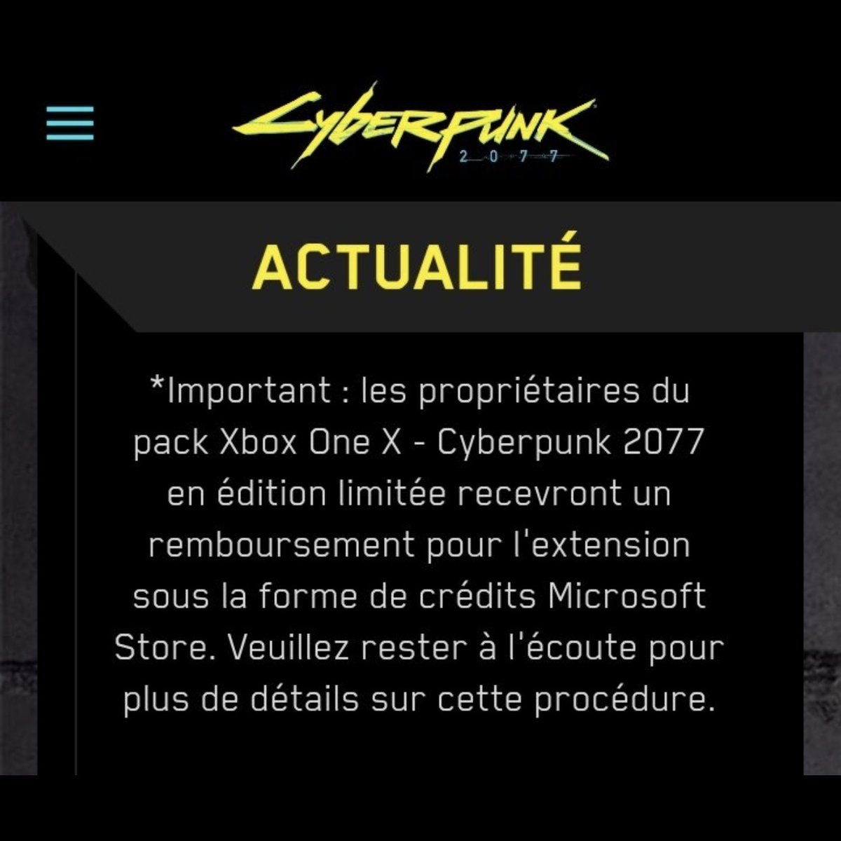Cyberpunk Actu⚡️ on Twitter: "Triste nouvelle ! Les joueurs propriétaires de la Xbox One X ...