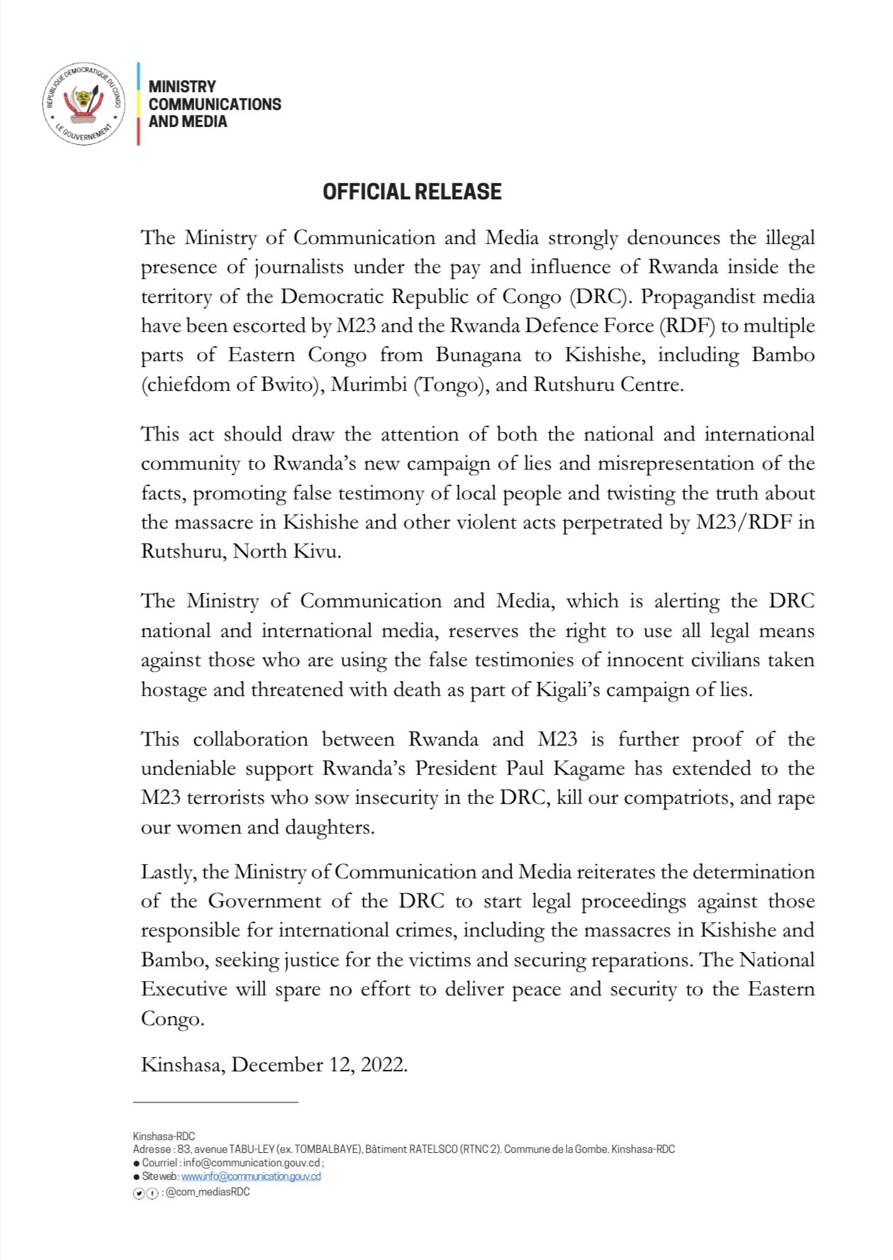 Ministère De La Communication Et Médias Rdc On Twitter Drc Com