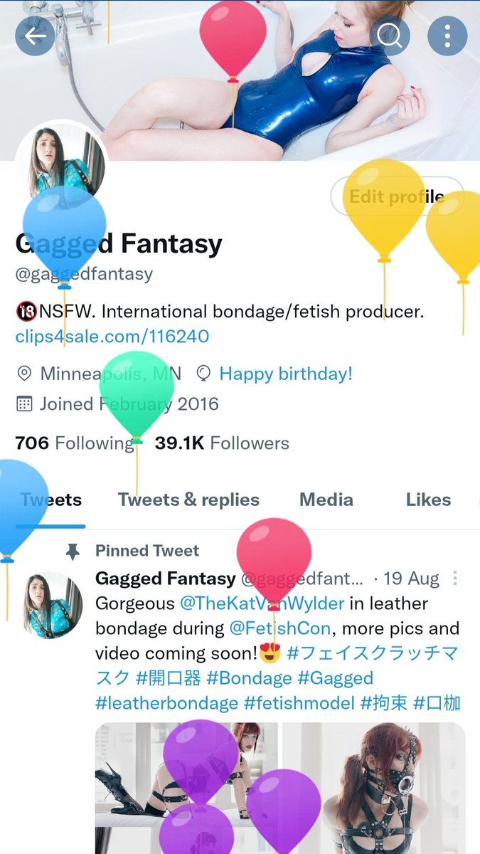 Gagged Fantasy on Twitter: "Oh hey hbd to me! 😁 ️🎈🎊🎉"