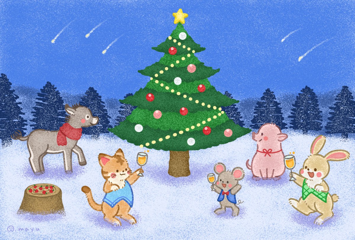 o.mayu＊イラストレーター/動物グッズ販売 on Twitter: "メリークリスマス！🎄 イラスト完成verです！ ささやかなクリスマスプレゼントですが個人利用の範囲でどなたでもお使い ...