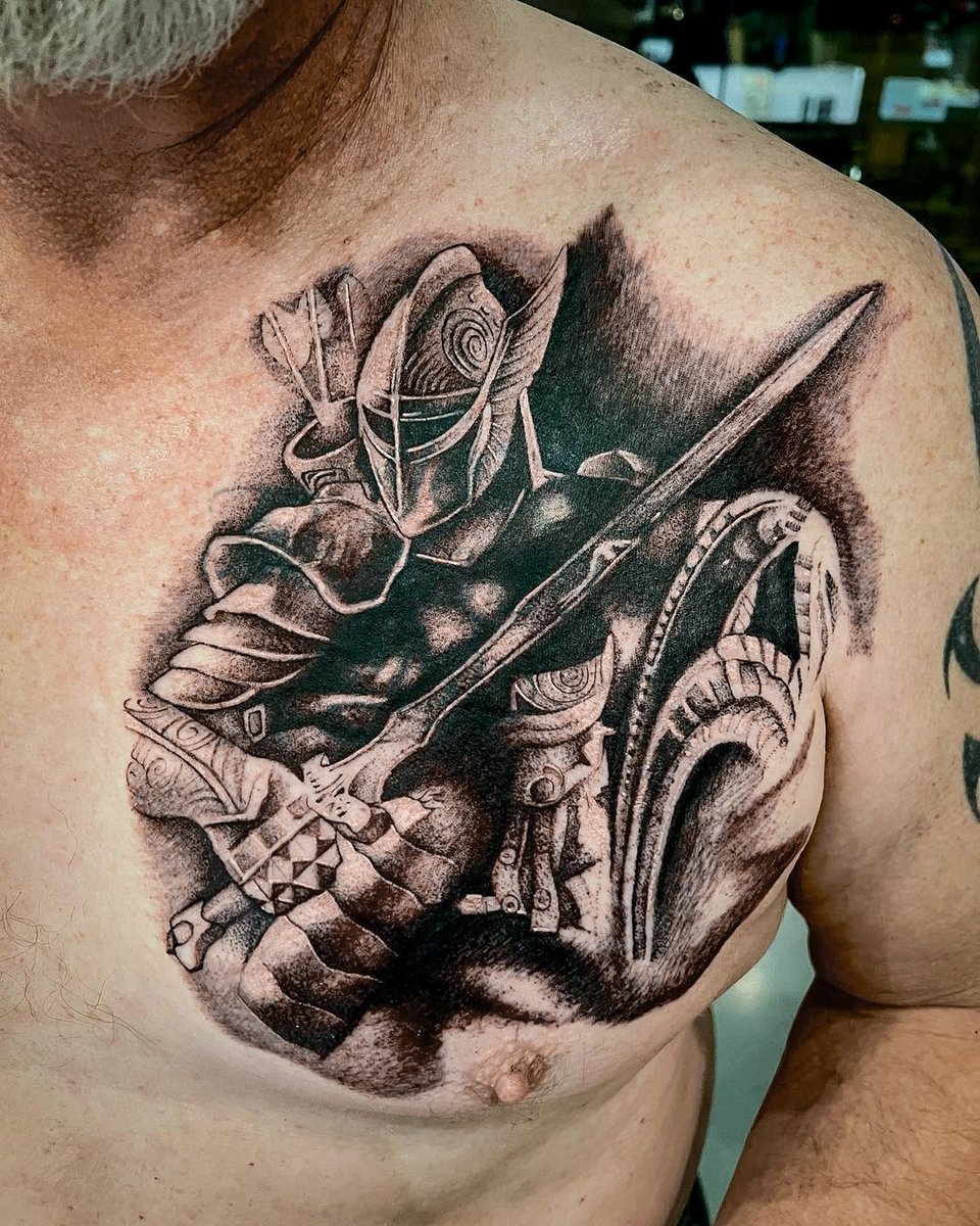 Dark Knight Chest Tattoo