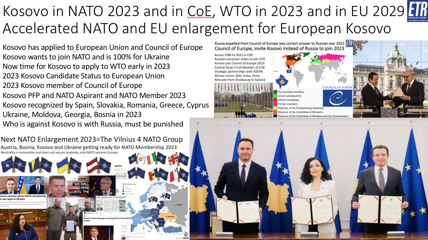 Gunther Fehlinger on Twitter: "Kosovo in EU 2029 NATO 2023 WTO 2023 COE 2023 @Coe @WTO ...