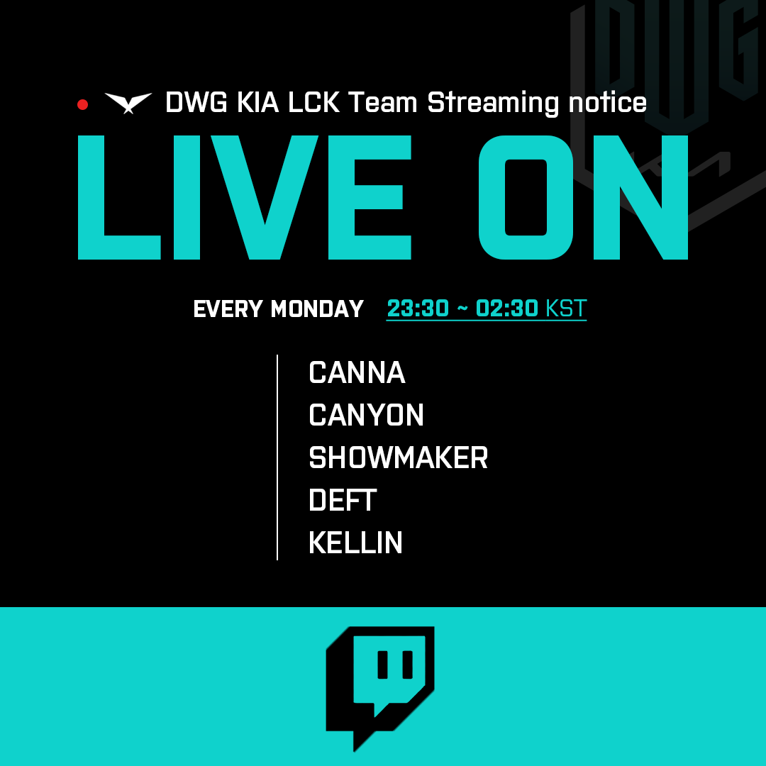 DWG KIA on Twitter: "[📢 DWG KIA LCK Team streaming Schedule] DWG KIA's LCK streaming will be ...