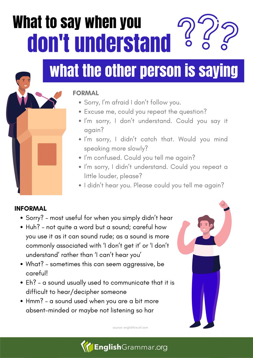 English Grammar on Twitter: "What to say when you don't understand what ...