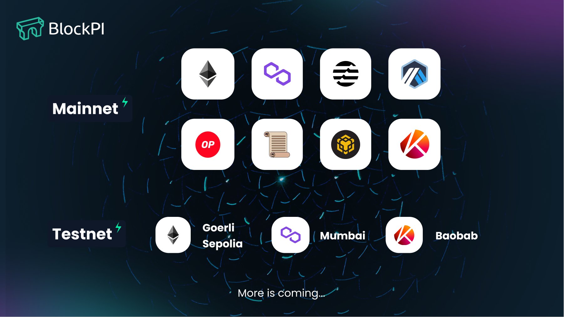 BlockPI on Twitter: "We support 12 chains now.🚀🚀 #Ethereum #Polygon #Aptos #Arbitrum #Optimism # ...