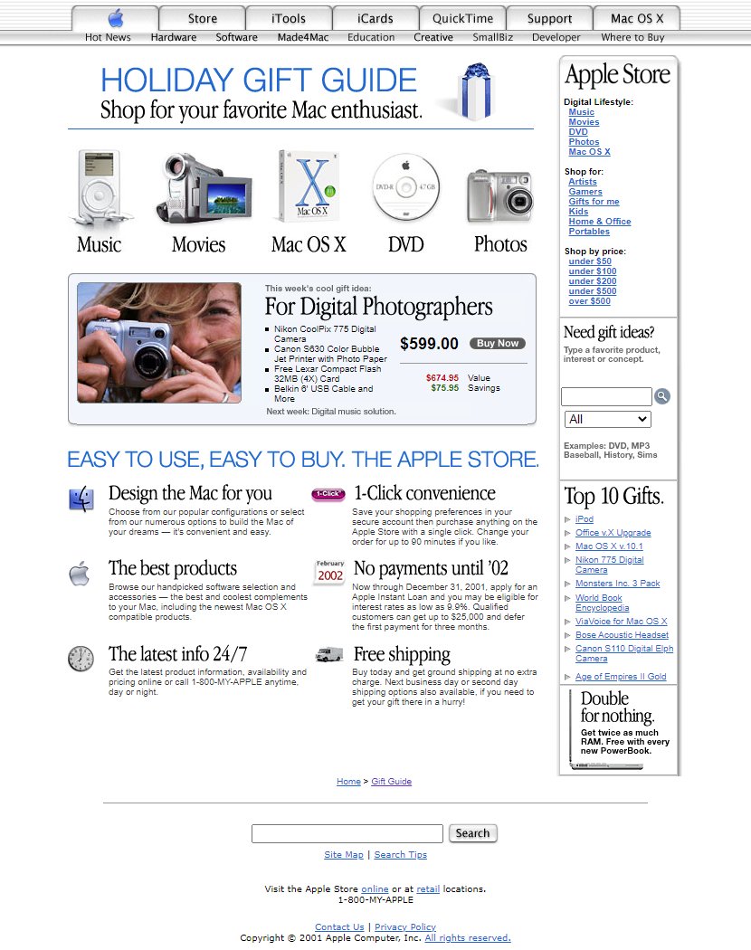 Web Design Museum on Twitter: "Apple 2002 – Holiday Gift Guide #WebDesignHistory"