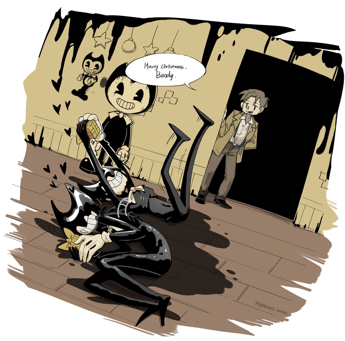 もふ★版権垢 on Twitter: "RT @Flytheme1: He got a present!🎁🎁🎁 #BENDY #batim"