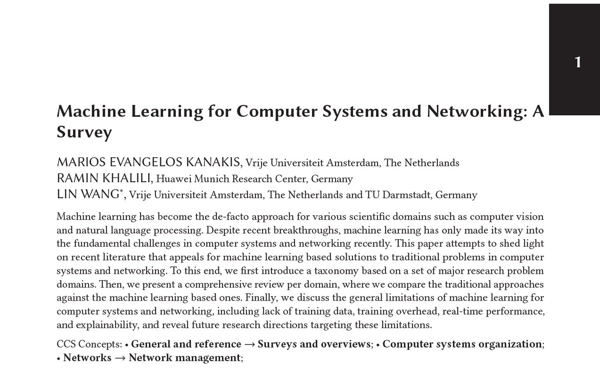 OGAWA, Tadashi on Twitter: "=> "Machine Learning for Computer Systems and Networking: A Survey ...