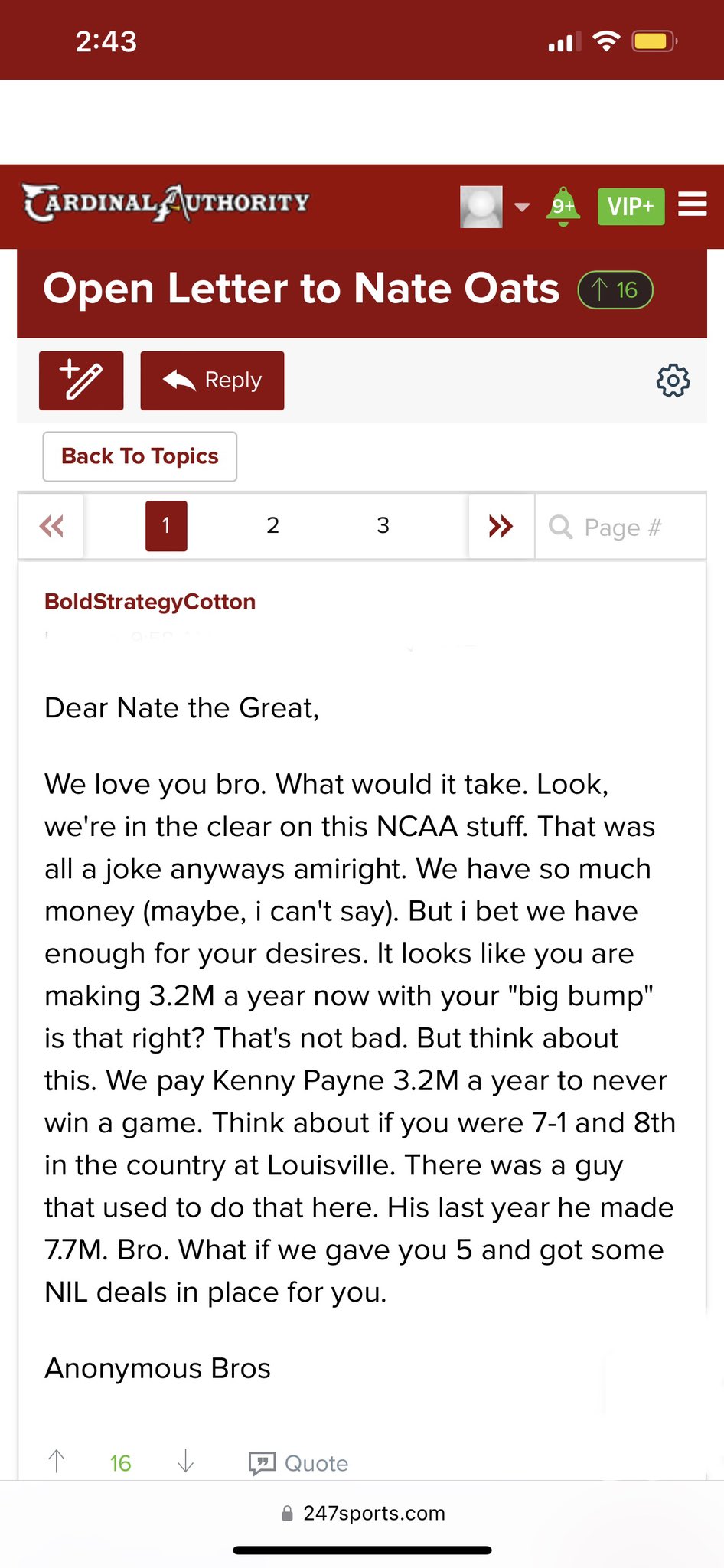 Message Board Geniuses on Twitter: "Dear Nate Oats, We love you bro. We have enough for your ...