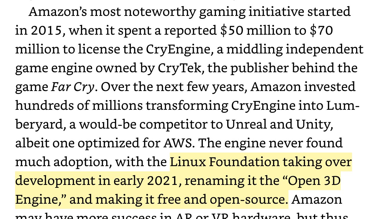 Andrew Price on Twitter: "TIL CryEngine became Amazon's Lumberyard, which then became the open ...