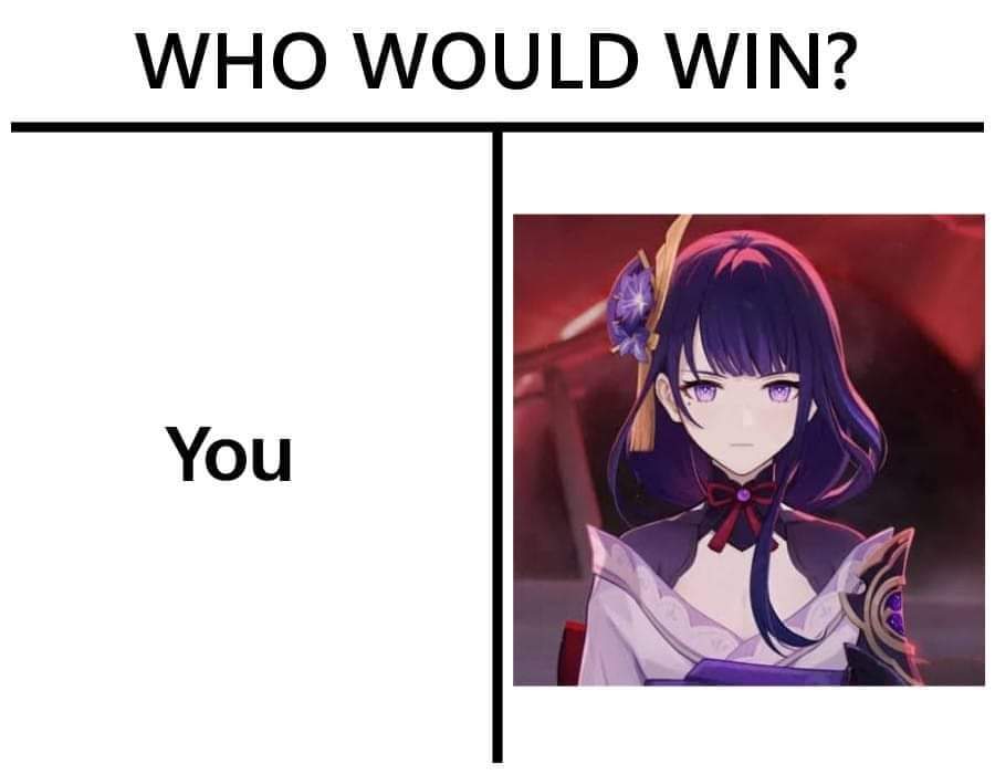 Teyvat Tabloid ⚡ LORE & MEMES ⚡ on Twitter: "We have all seen Raiden Shogun vs (insert character ...