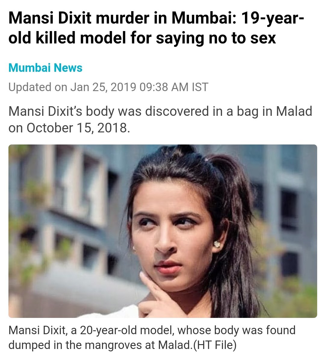 Missing Helpless Girls on Twitter: "Mumbai: Mujammil Sayed kìlls Mansi Dixit (from arch)"