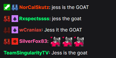 Team Singularity on Twitter: "Jess is the goat"