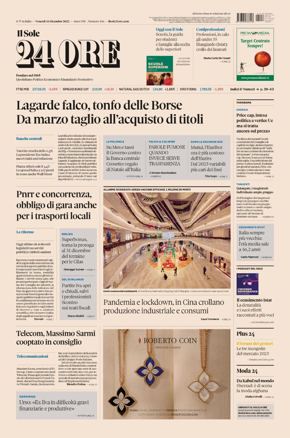 IlSole24ORE on Twitter: "Sulla prima pagina del #Sole24Ore di oggi, venerdì #16dicembre: # ...
