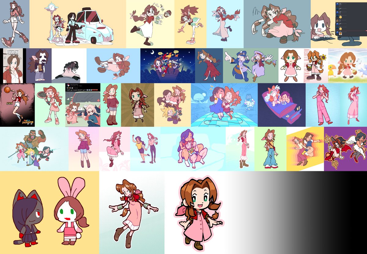 「as a fun addendum: here is nearly every aerith i've drawn th」mit ...