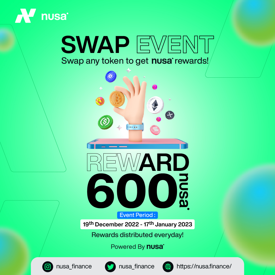 Nusa on Twitter: "Swap any token and get NUSA rewards! 600 NUSA is ready to be distributed for ...