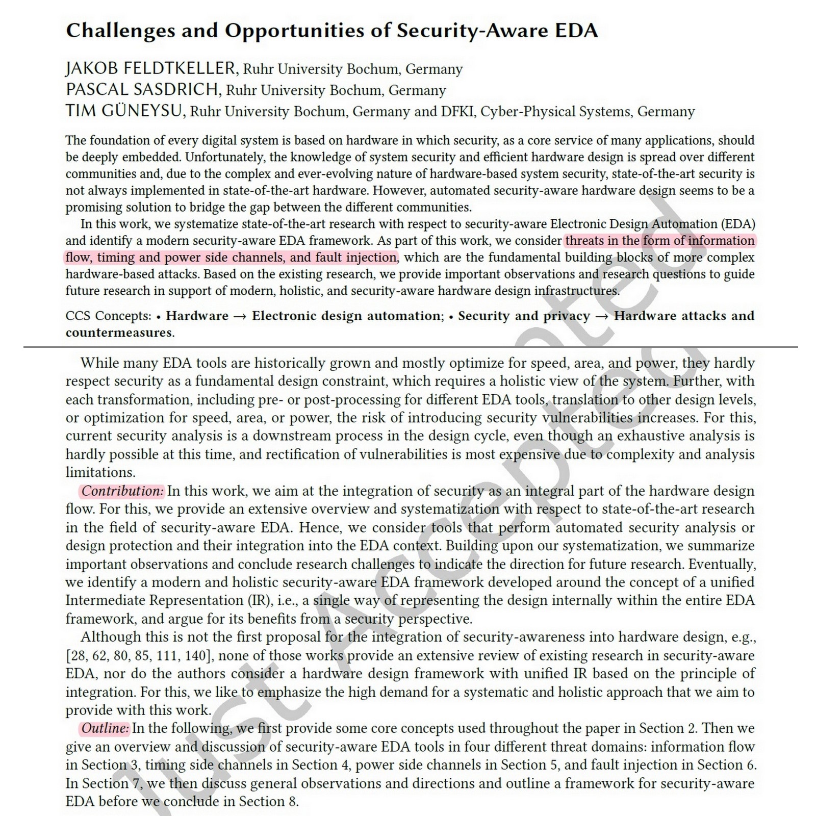 OGAWA, Tadashi on Twitter: "=> "Challenges and Opportunities of Security-Aware EDA", TECS, Dec ...