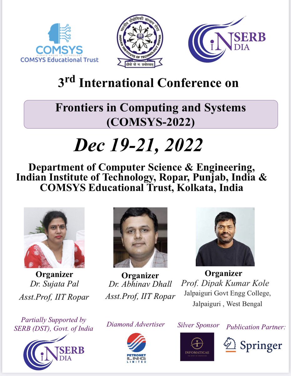 IIT Ropar on Twitter: "@iitrpr and COMSYS Educational Trust Kolkata organises 3rd International ...